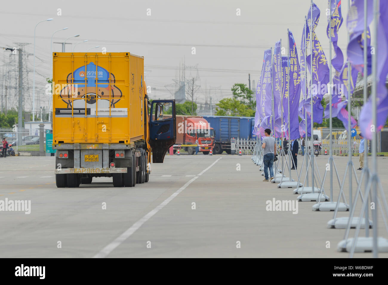 A self-driving heavy truck of Suning Logistics is pictured during the ...