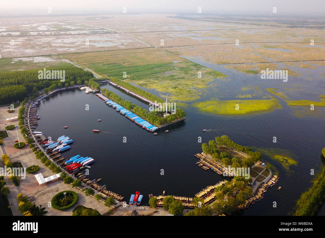 Aerial view of the Baiyangdian Lake, north China's largest freshwater ...