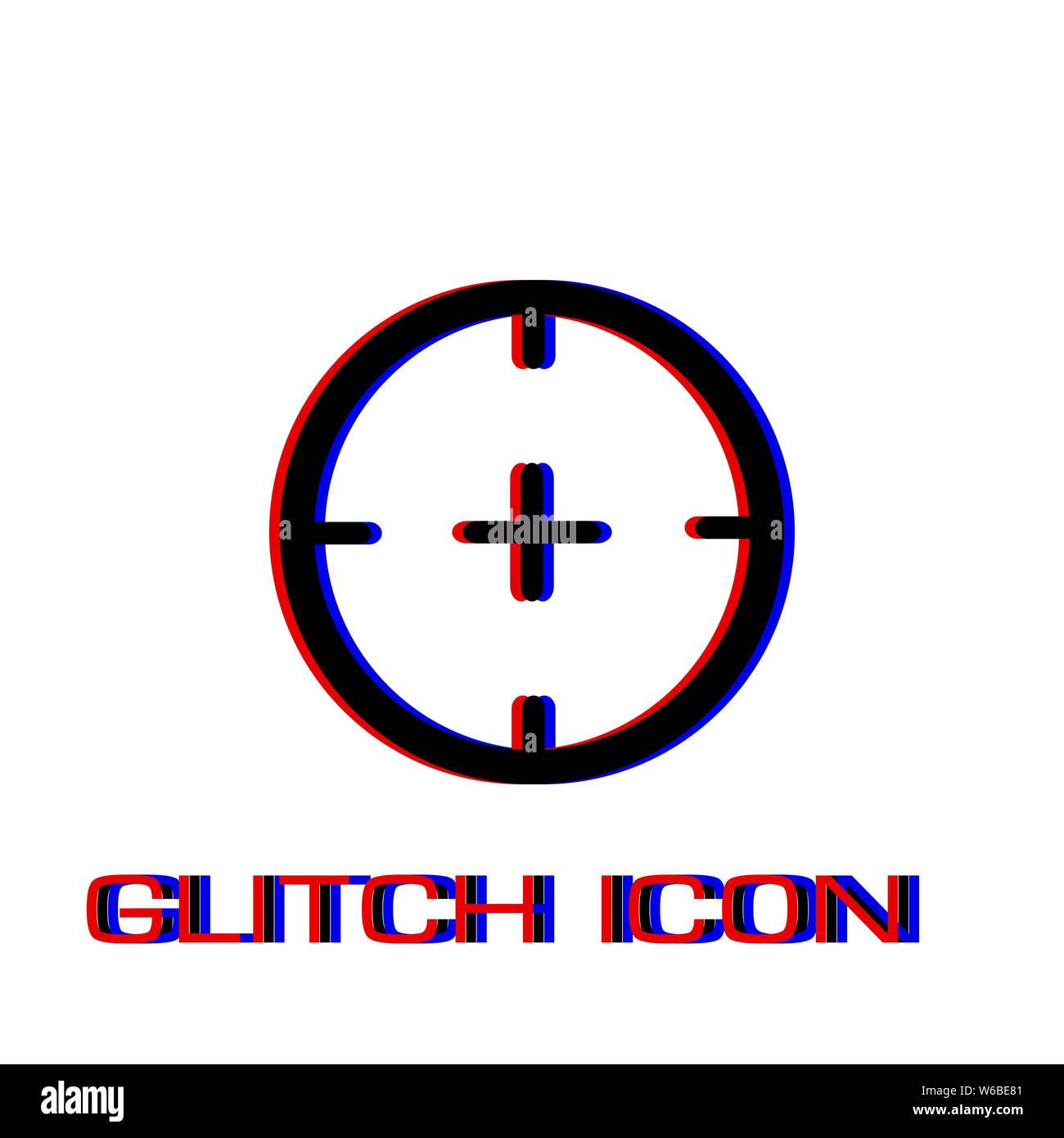 Aim icon flat. Simple pictogram - Glitch effect. Vector illustration ...