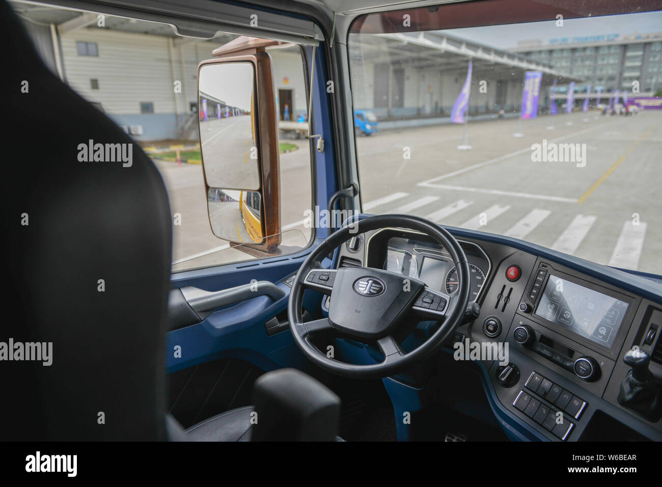 A self-driving heavy truck of Suning Logistics is pictured during the ...