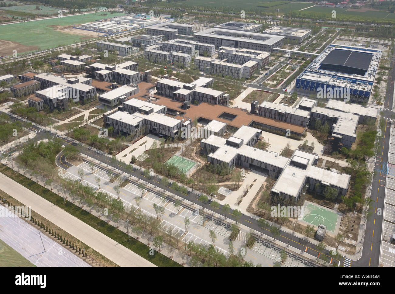 An aerial view of the Citizen Service Center in Rongcheng county, one ...