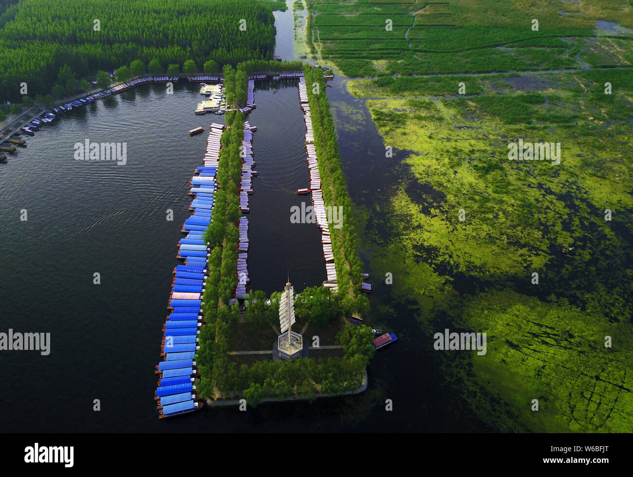 Aerial view of the Baiyangdian Lake, north China's largest freshwater ...