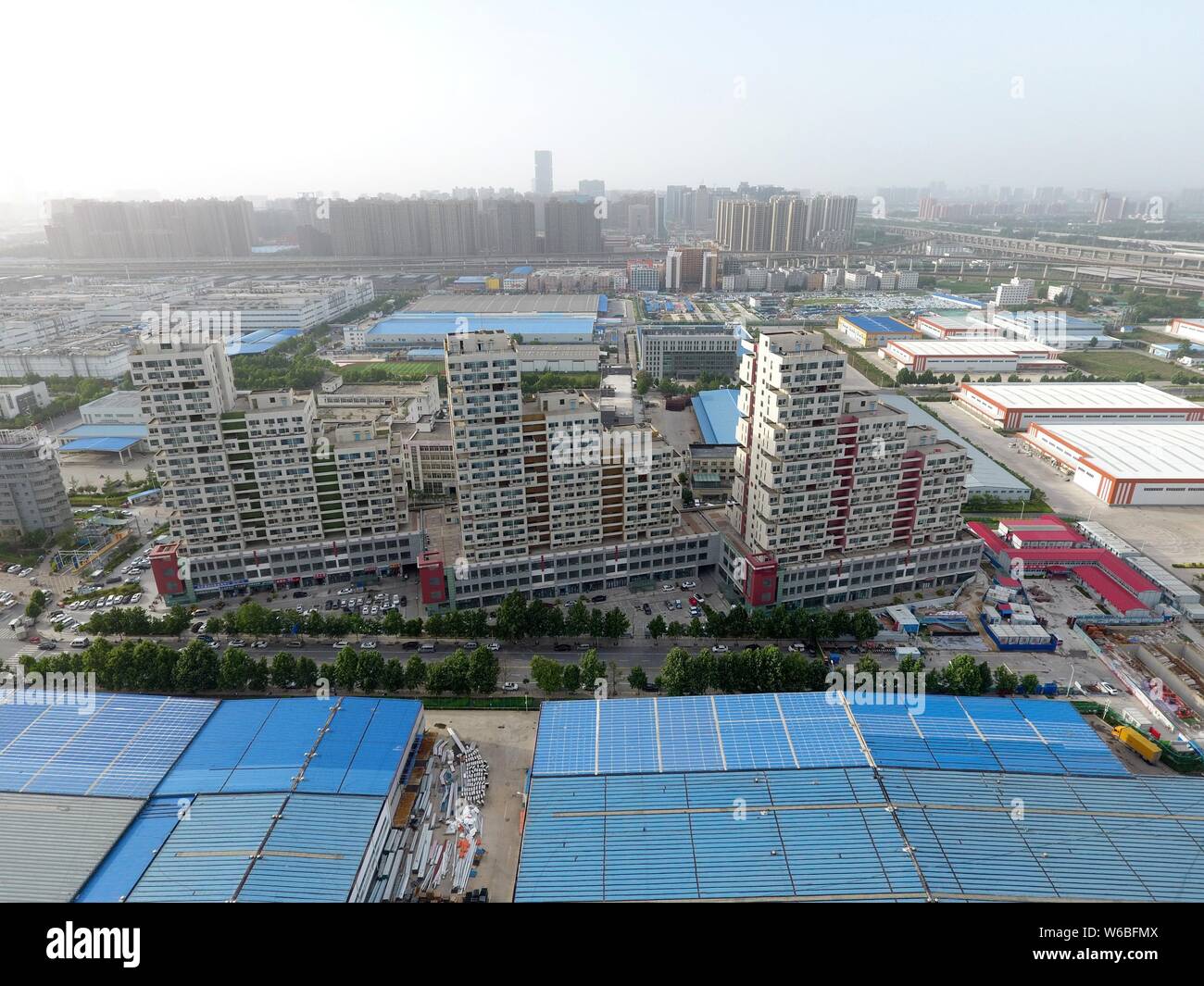 An aerial view of a residential compound resembling Tetris blocks in ...