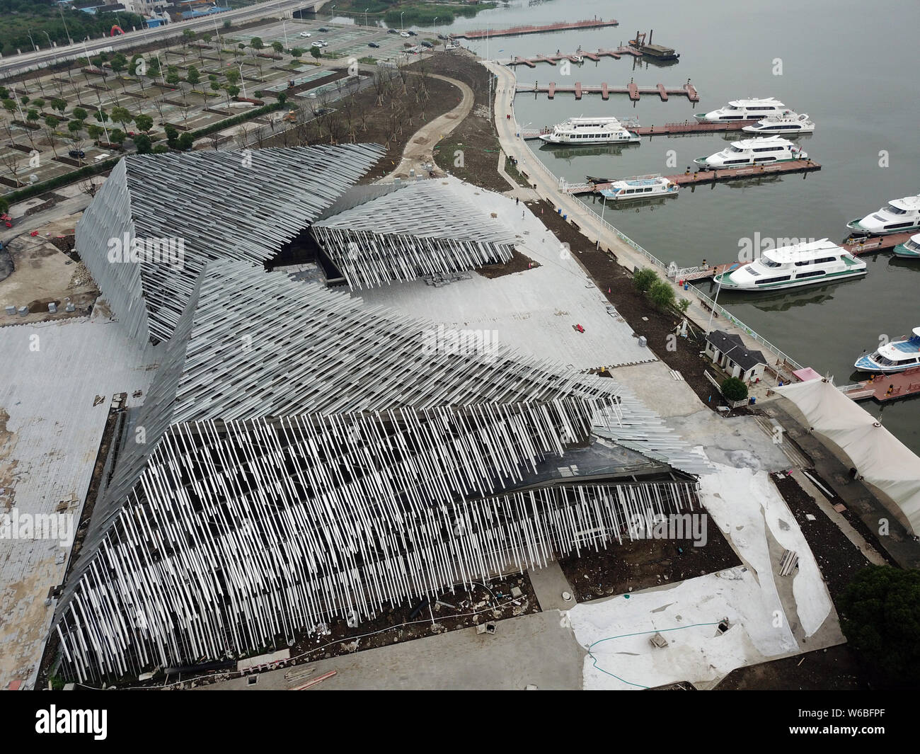An aerial view of the Yangcheng Lake Travel Distribution Center ...