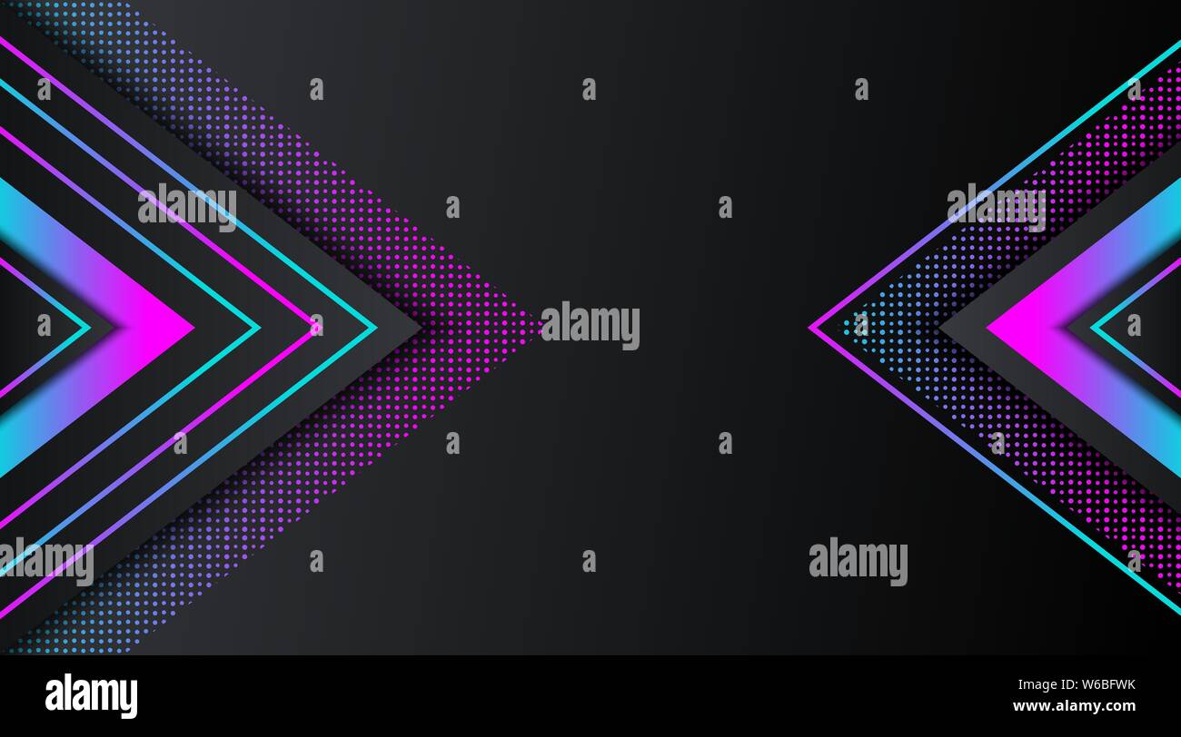 Black Background with gradient neon glitter geometric shape, Abstract ...