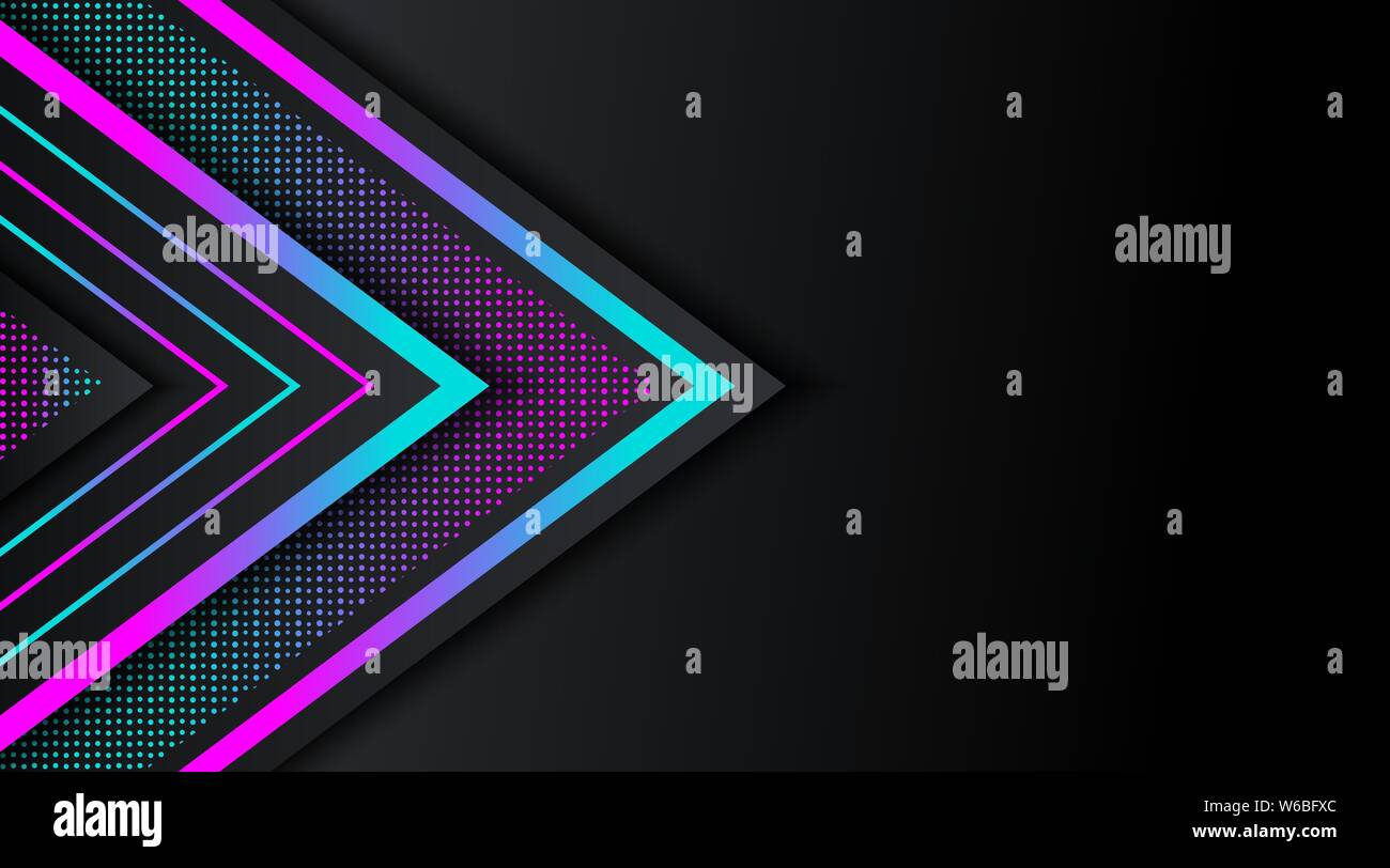 Black Background with gradient neon glitter geometric shape, Abstract ...