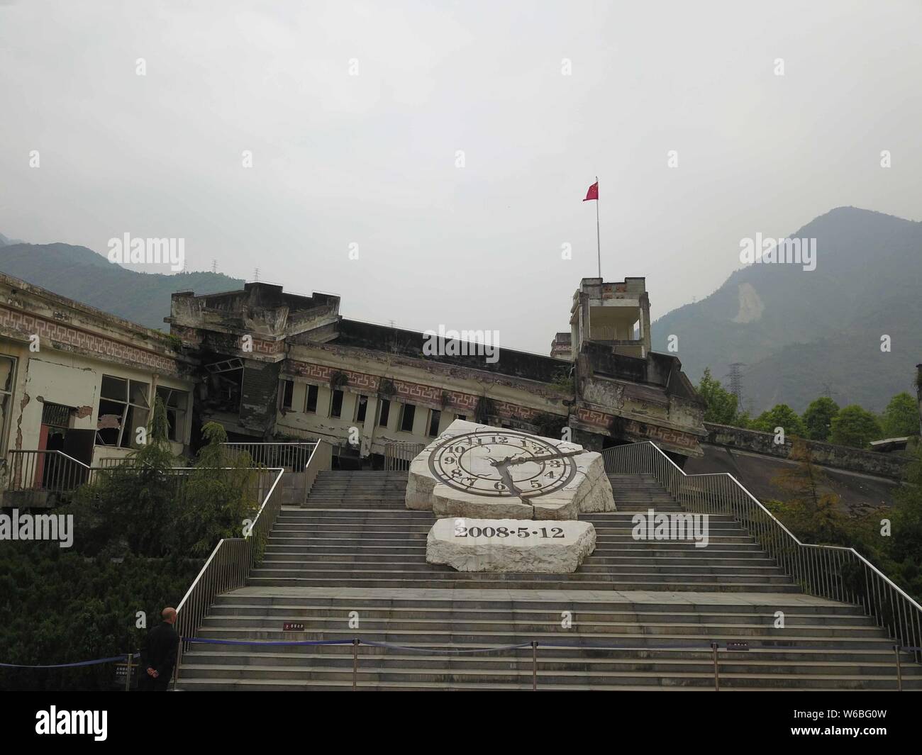 Aerial view of Yingxiu town left untouched as a memorial to the 8.0 ...