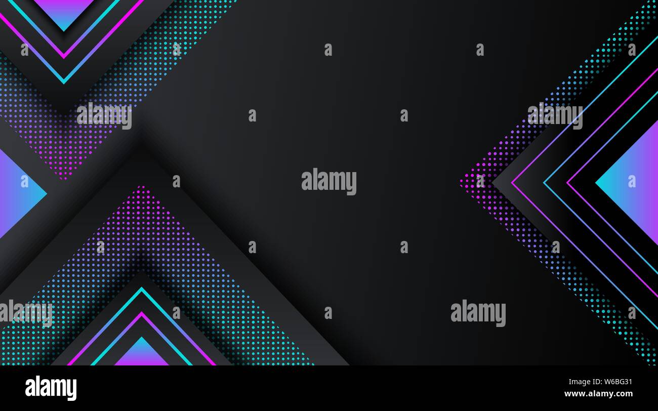 Black Background with gradient neon glitter geometric shape, Abstract ...