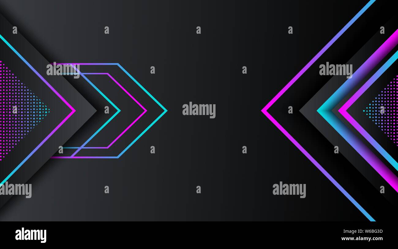 Black Background with gradient neon glitter geometric shape, Abstract ...