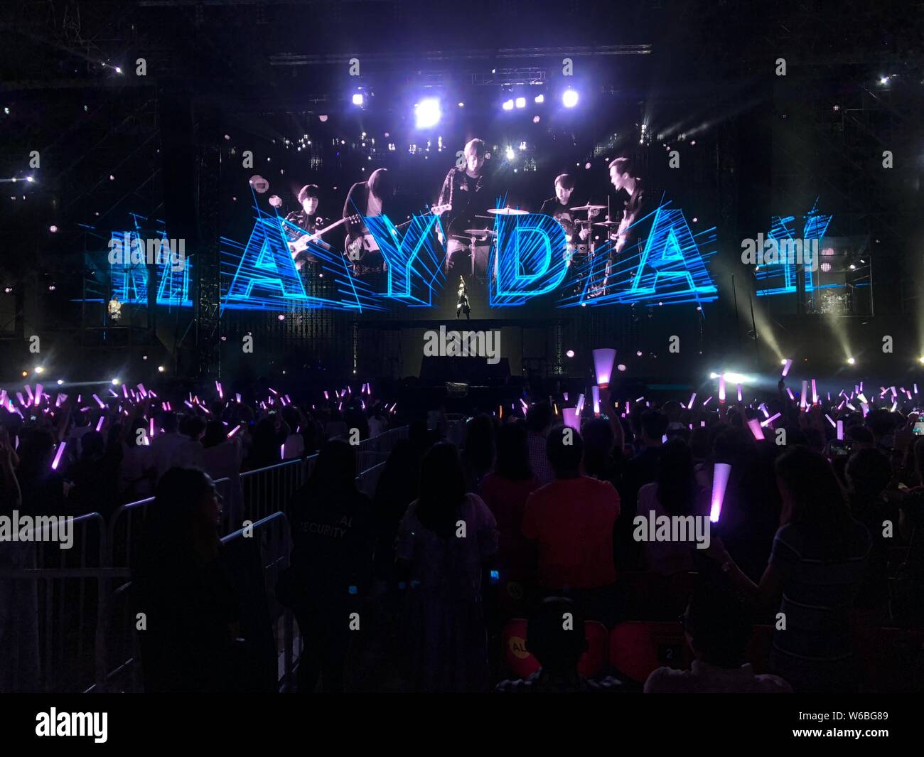 Members of Taiwanese rock band Mayday perform during the Mayday 2018 ...