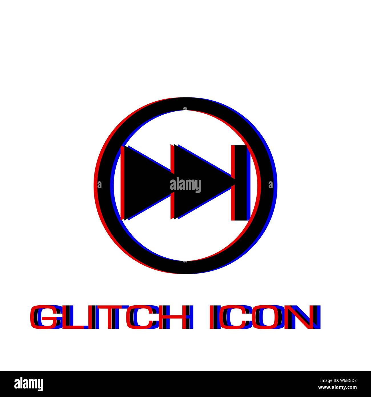 Fast forward double right arrows icon flat. Simple pictogram - Glitch ...