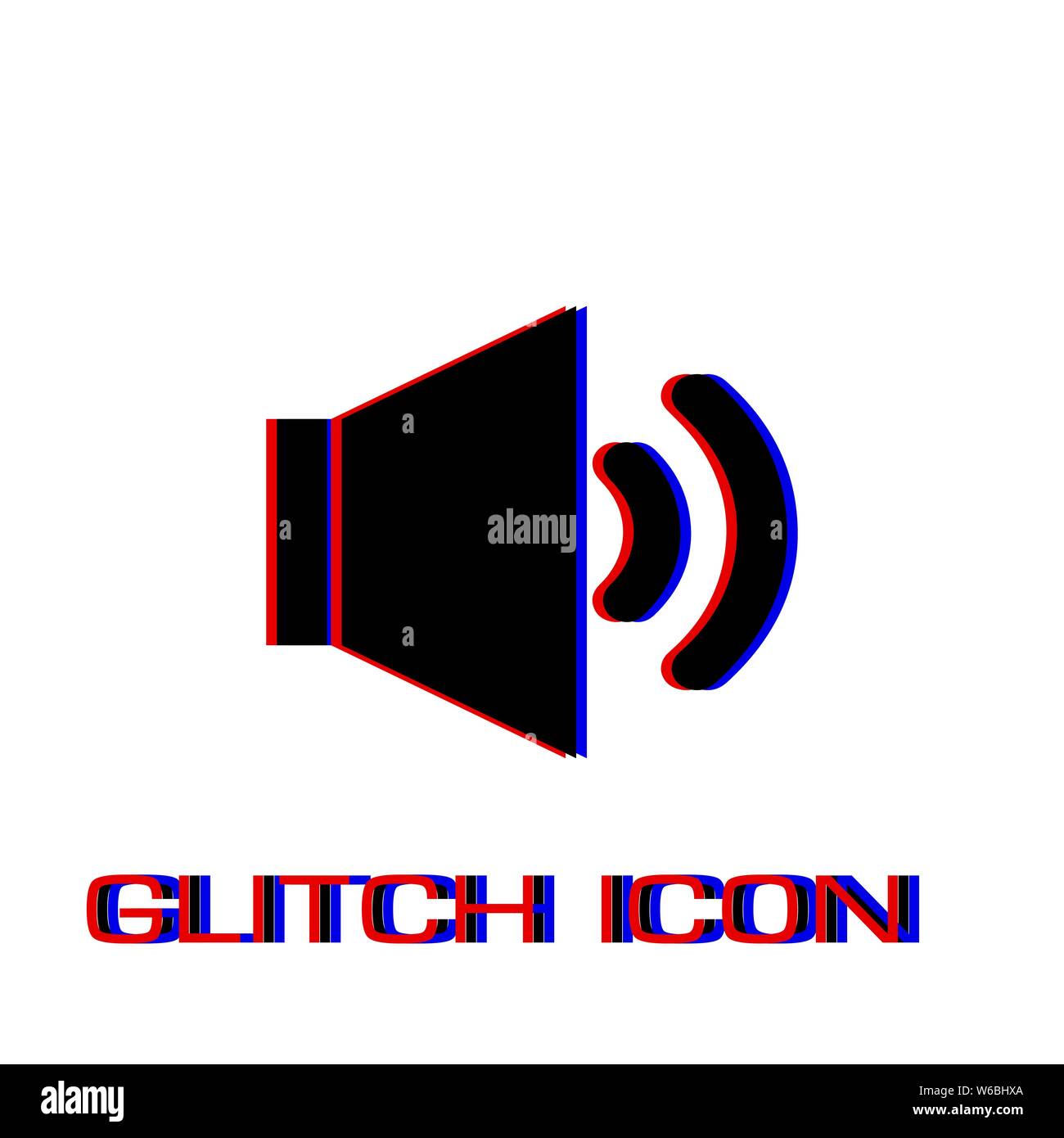 Sound icon flat. Simple pictogram - Glitch effect. Vector illustration ...