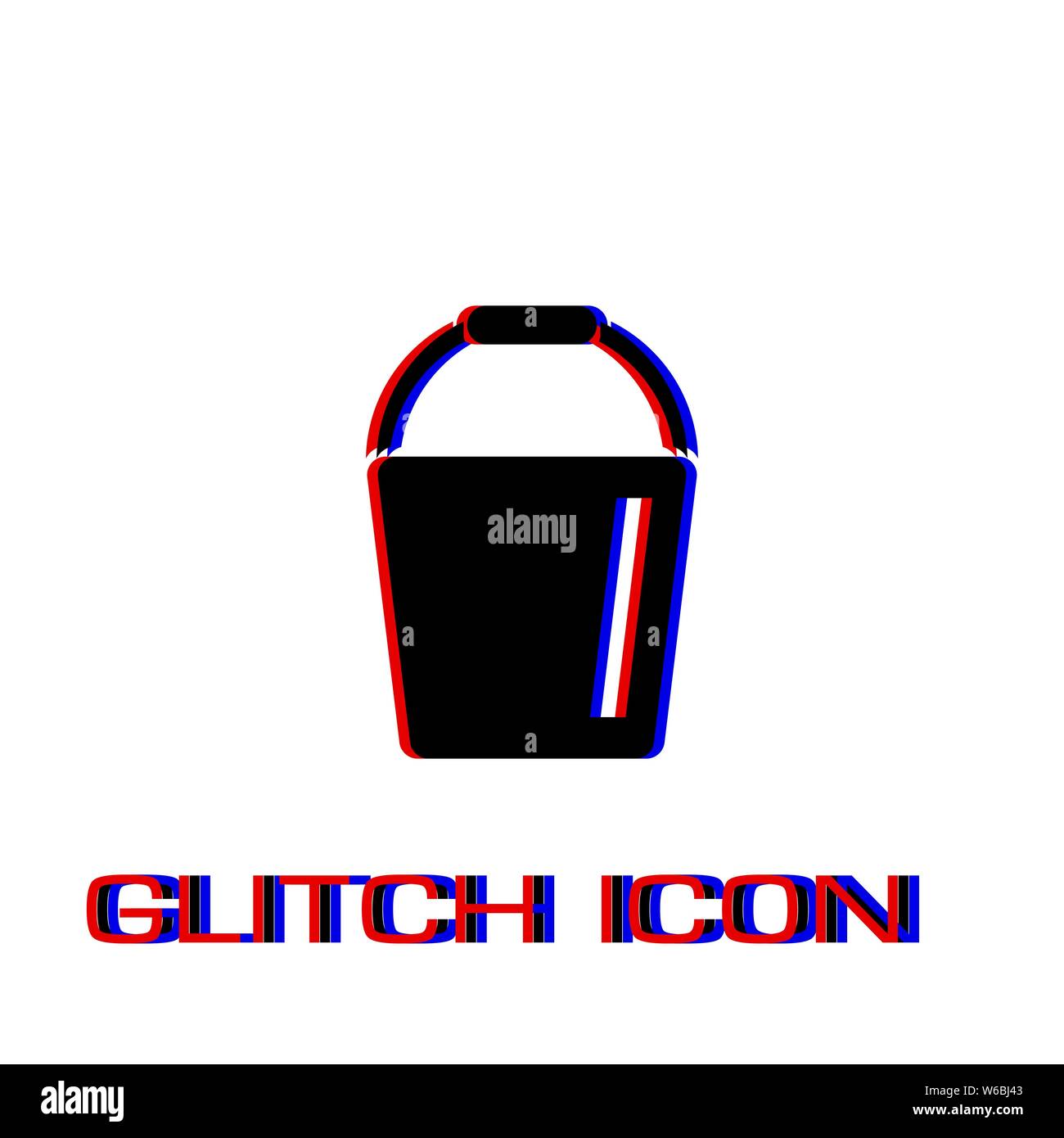 Bucket icon flat. Simple pictogram - Glitch effect. Vector illustration ...