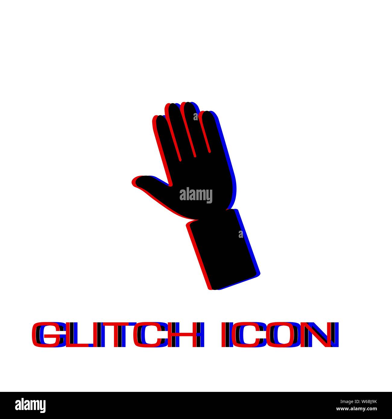 Hand icon flat. Simple pictogram - Glitch effect. Vector illustration ...