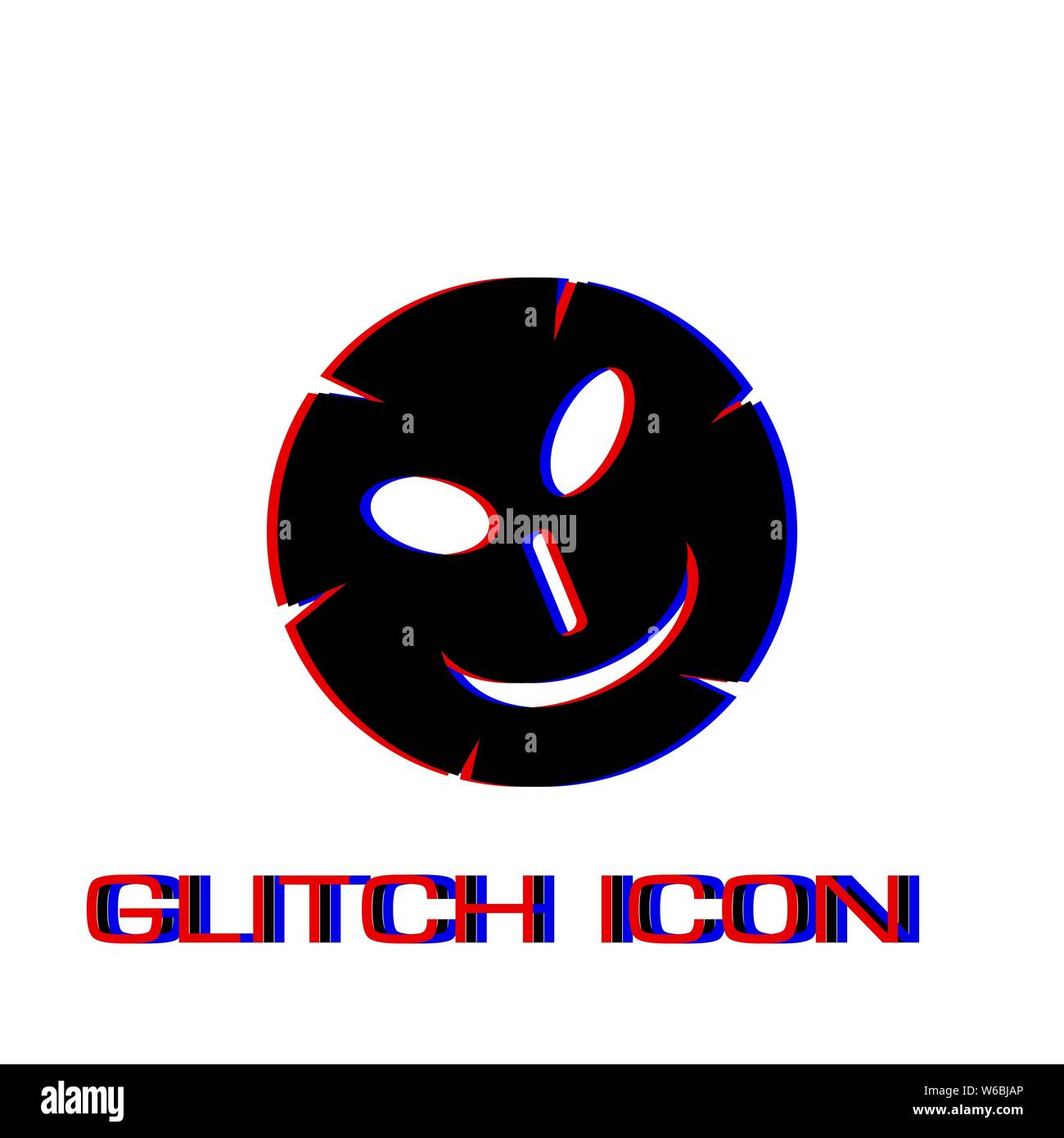 Cosmetic mask icon flat. Simple pictogram - Glitch effect. Vector ...