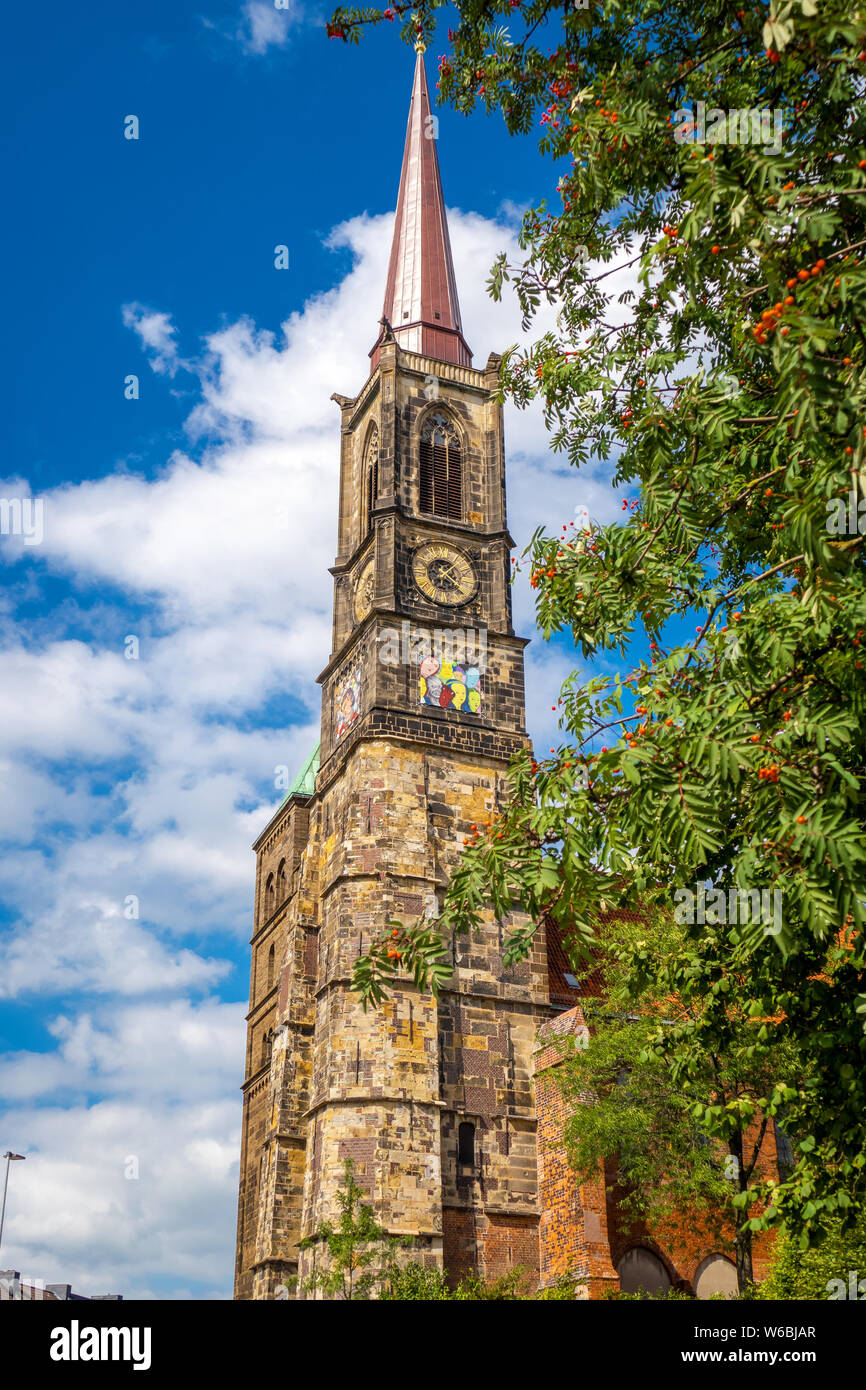 ancient, blue, bremen, building, church, church steeple, city ...