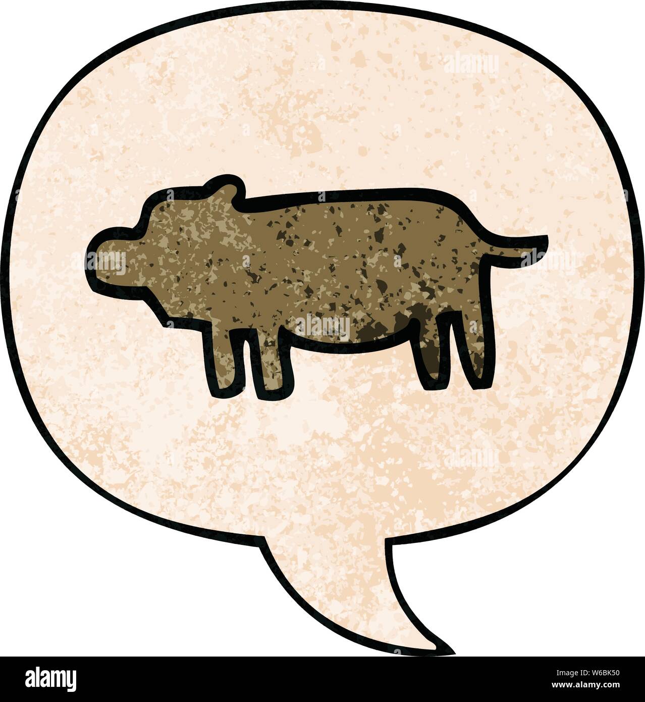 cartoon animal symbol with speech bubble in retro texture style Stock ...