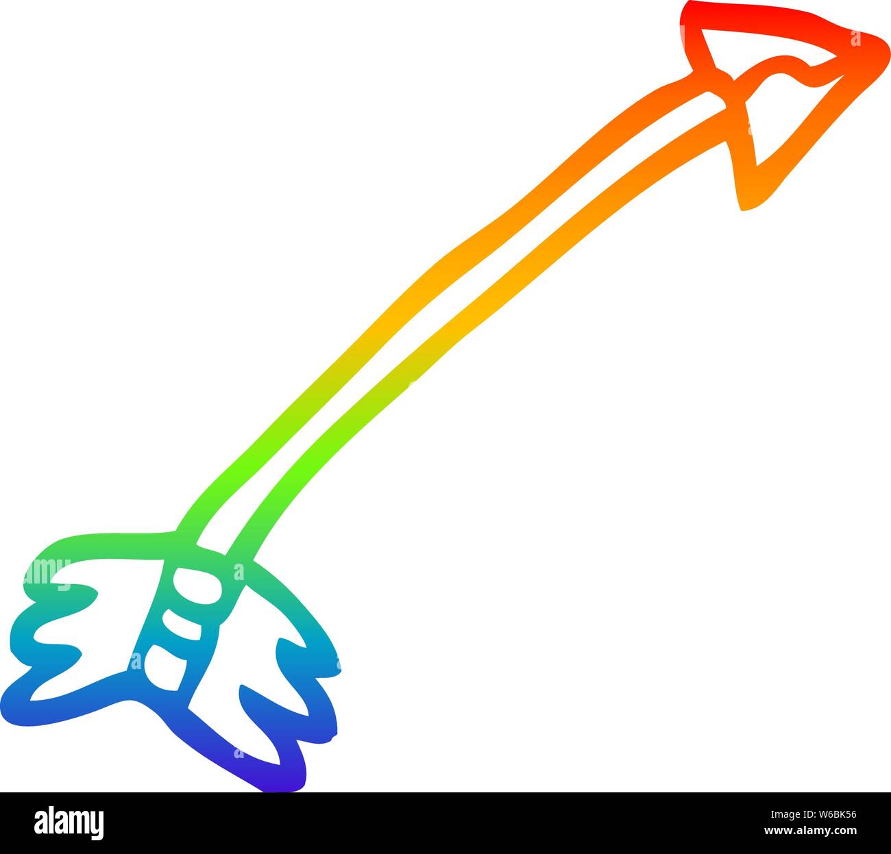 rainbow gradient line drawing of a cartoon flying arrow Stock Vector ...