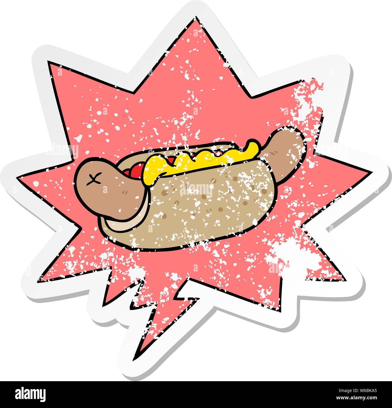 cartoon fresh tasty hot dog with speech bubble distressed distressed ...