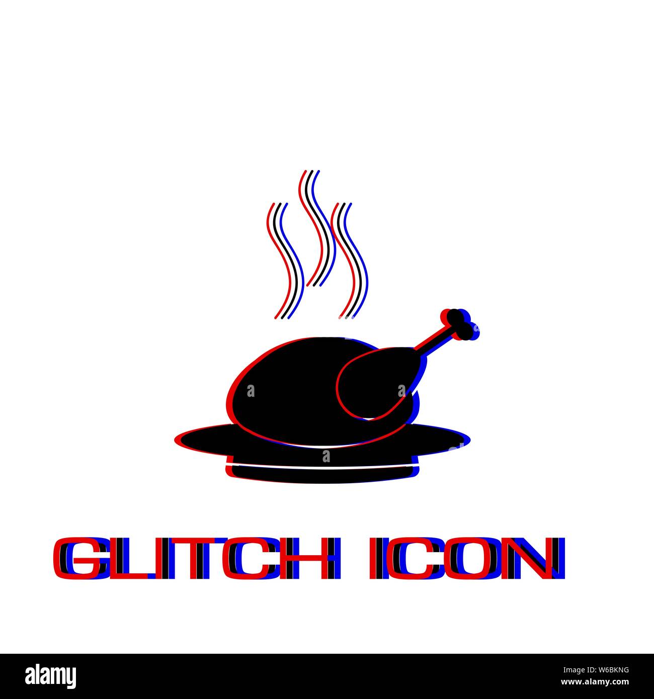 Hot chicken icon flat. Simple pictogram - Glitch effect. Vector ...