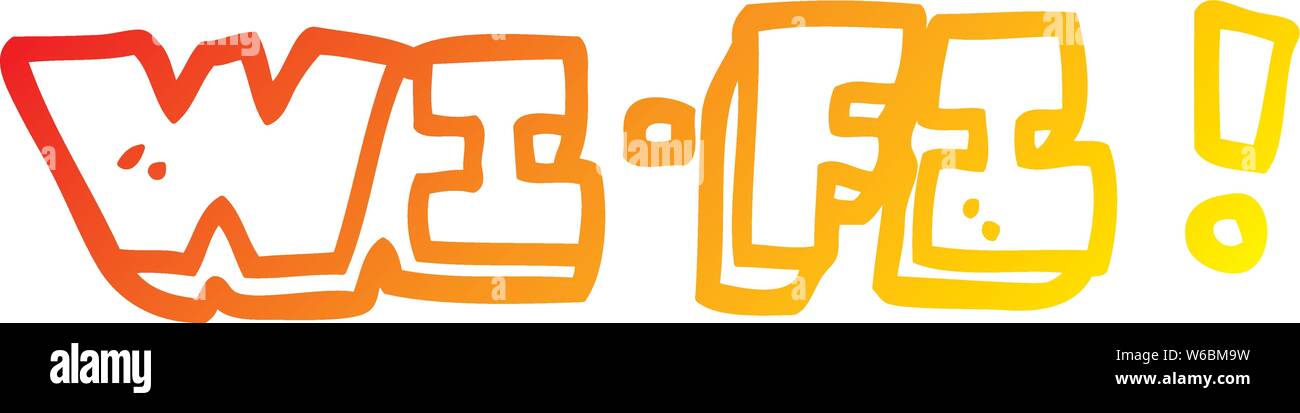 warm gradient line drawing of a cartoon wi fi Stock Vector Image & Art ...