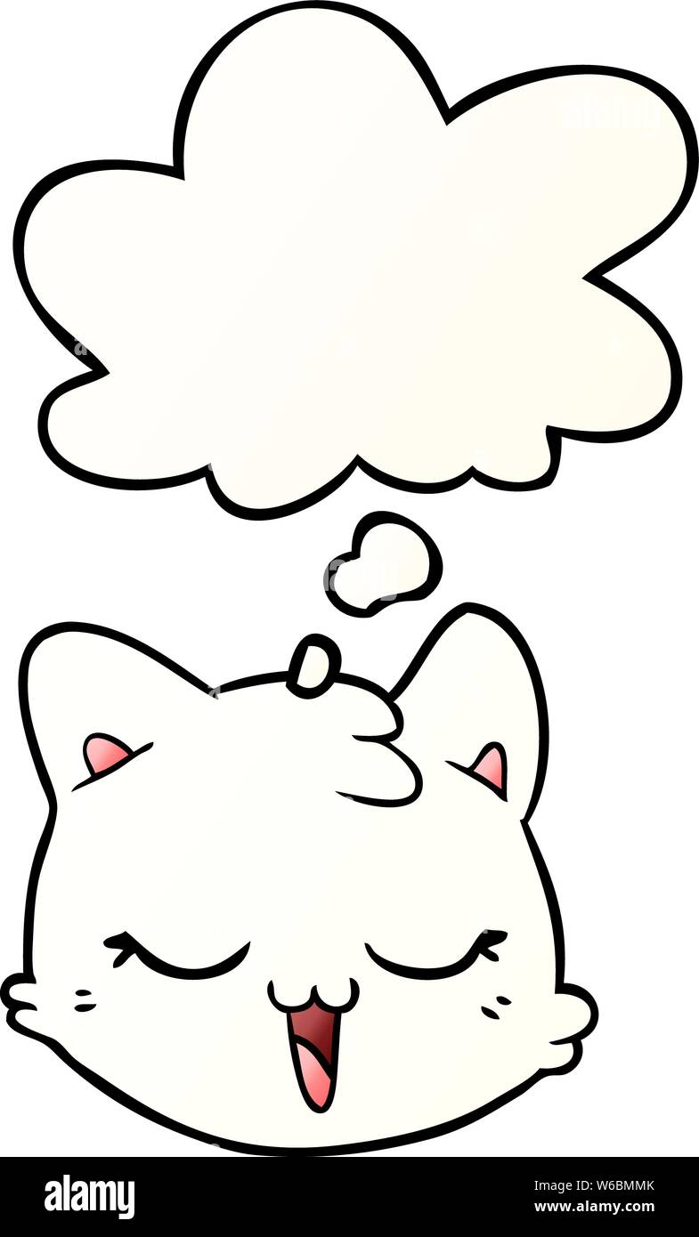 cartoon cat face with thought bubble in smooth gradient style Stock ...