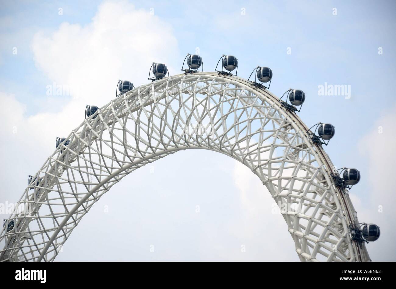 A view of Bailang River Bridge Ferris Wheel, the world's largest spokeless Ferris wheel with ...