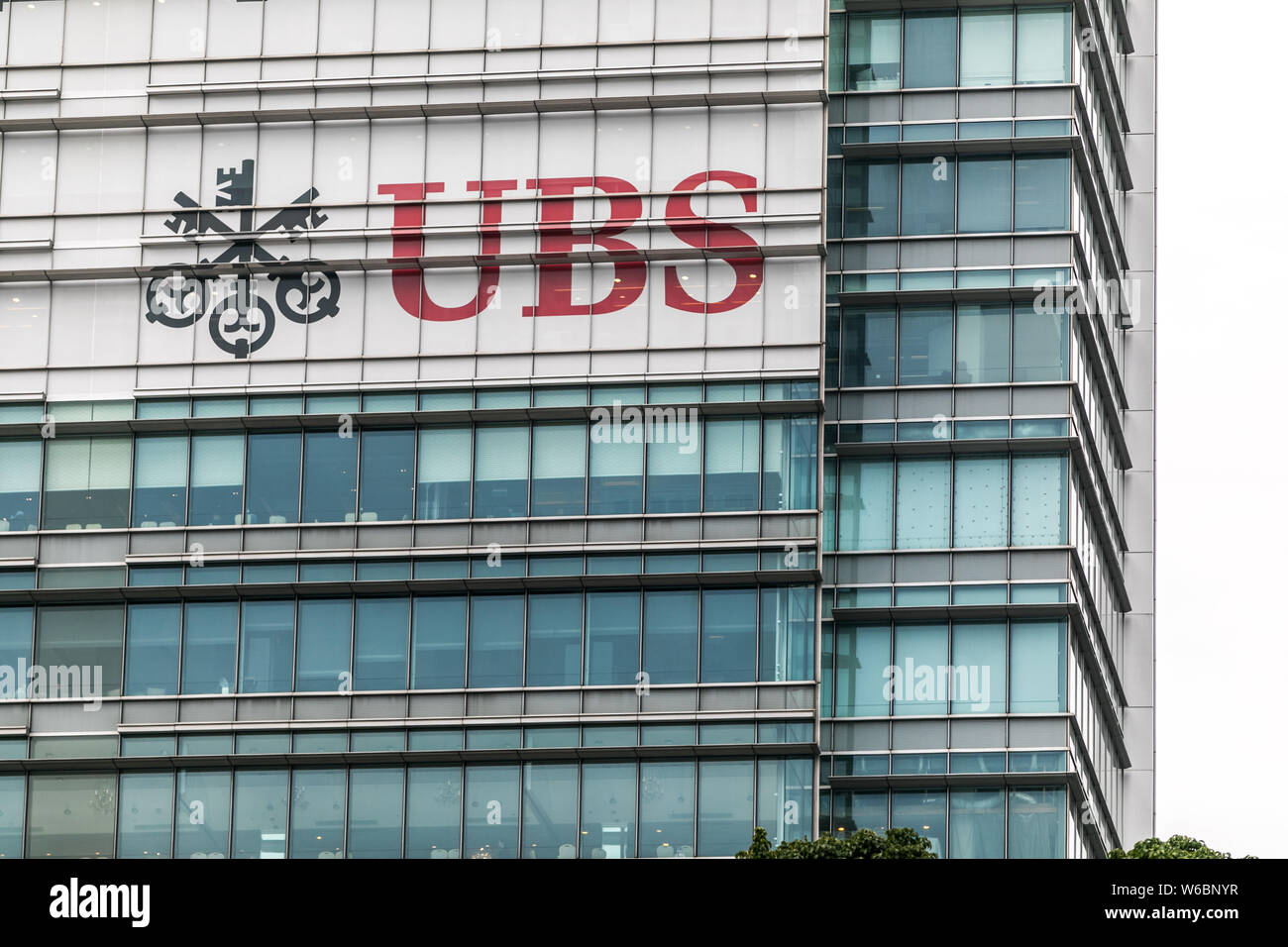 --FILE--A logo of Swiss bank UBS Group is pictured on an office ...