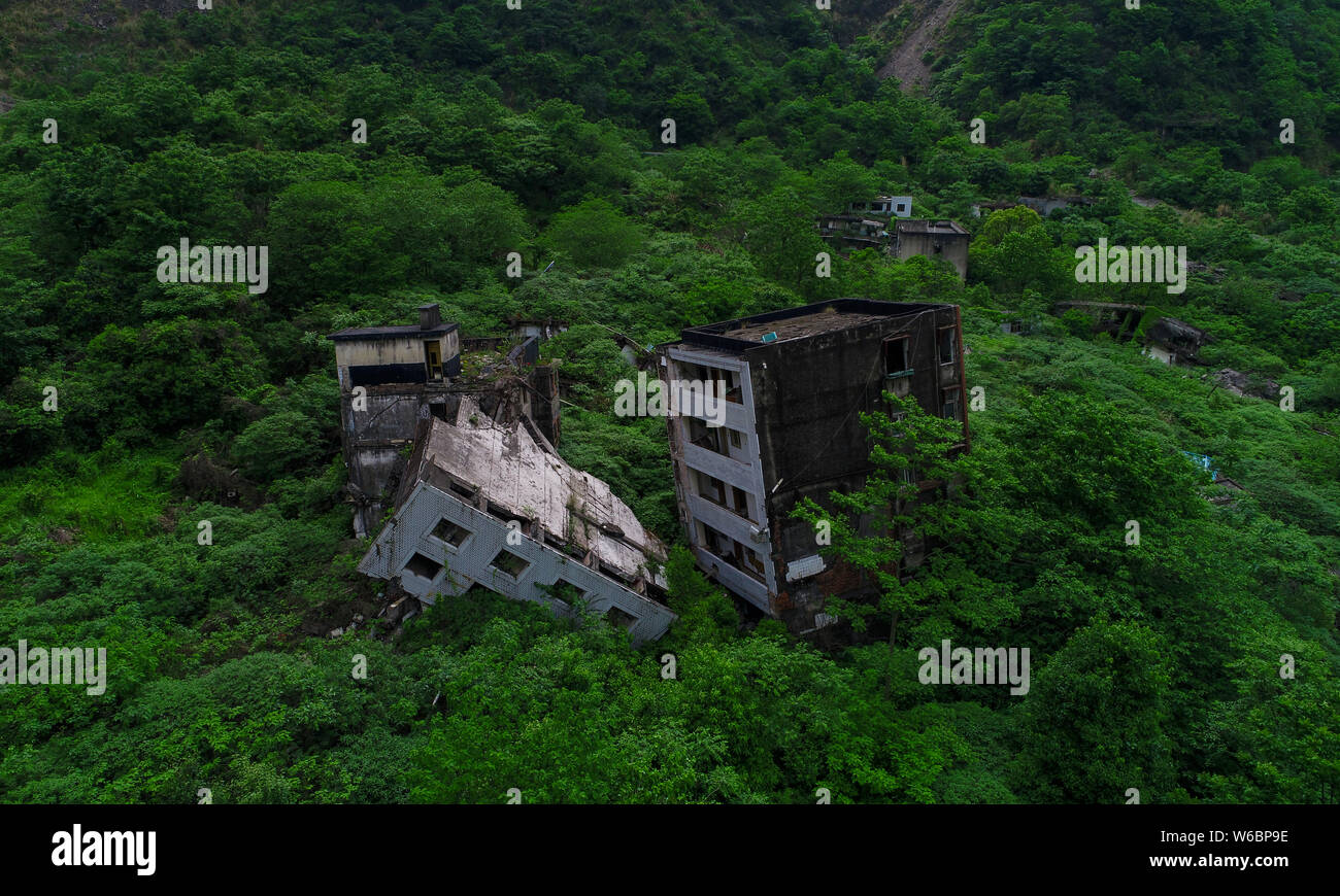 Tress are pictured at the old Beichuan County a decade after the 8.0 ...