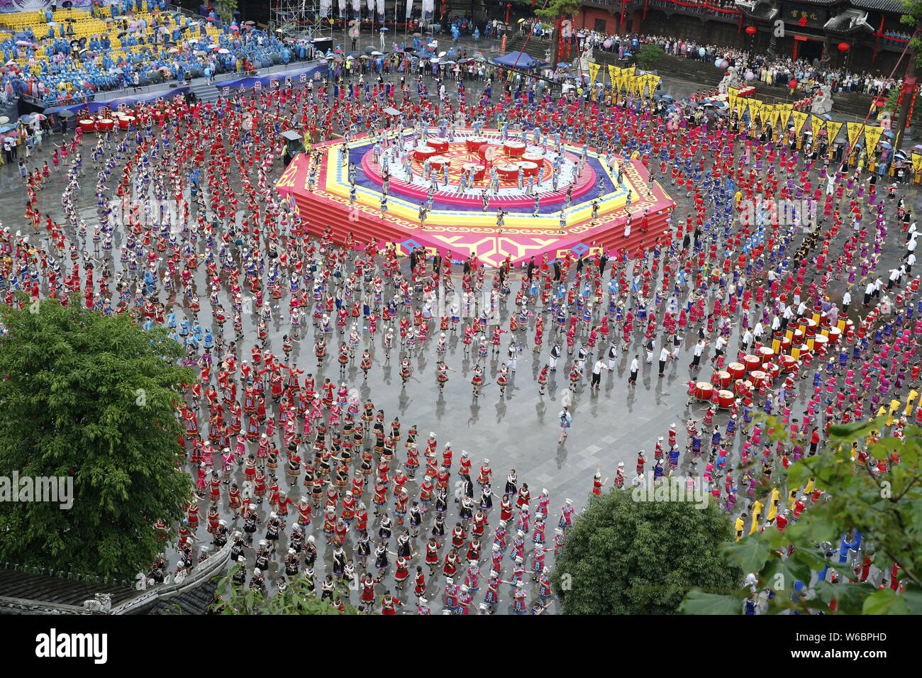 Chinese people of Miao ethnic group dressed in traditional costumes ...