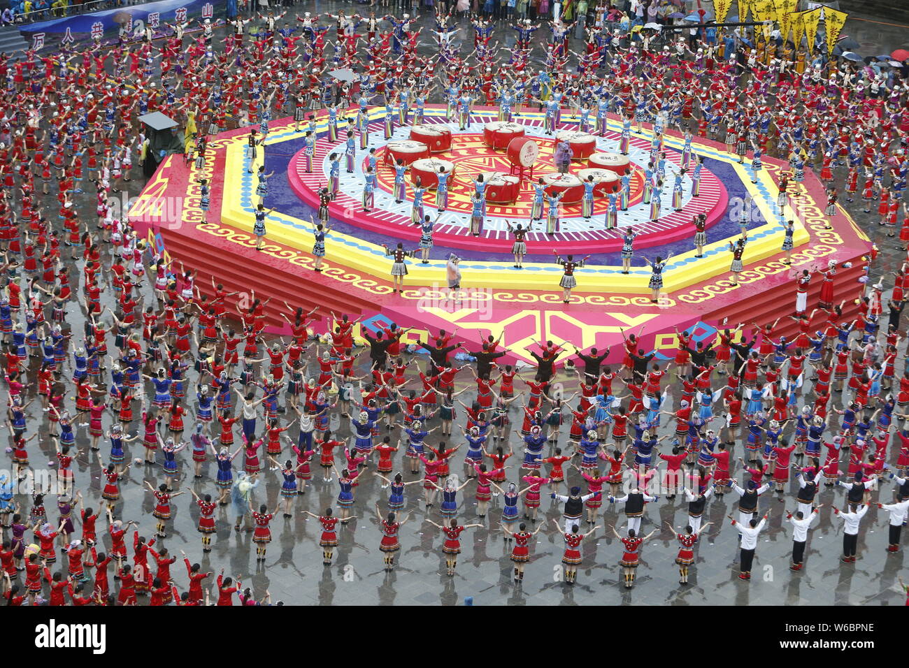 Chinese people of Miao ethnic group dressed in traditional costumes ...
