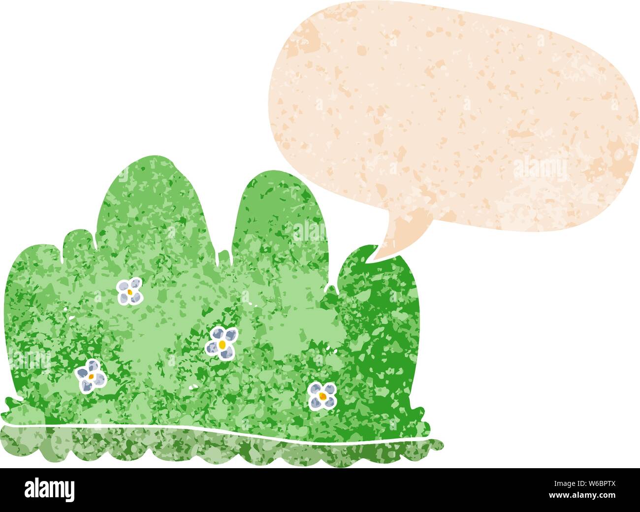 cartoon hedge with speech bubble in grunge distressed retro textured style Stock Vector Image ...
