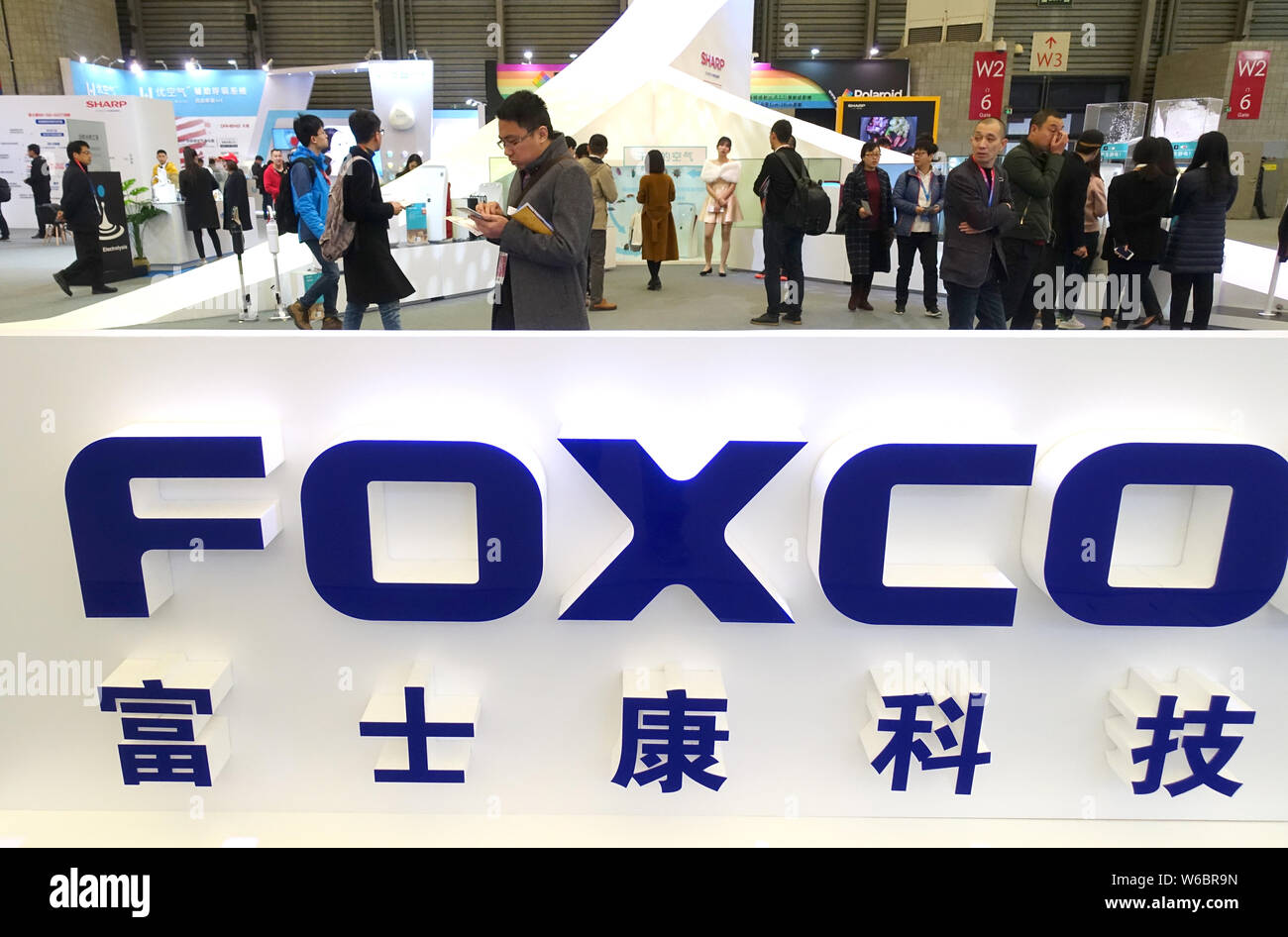 --FILE--View of the stand of Foxconn during an exhibition in Shanghai ...