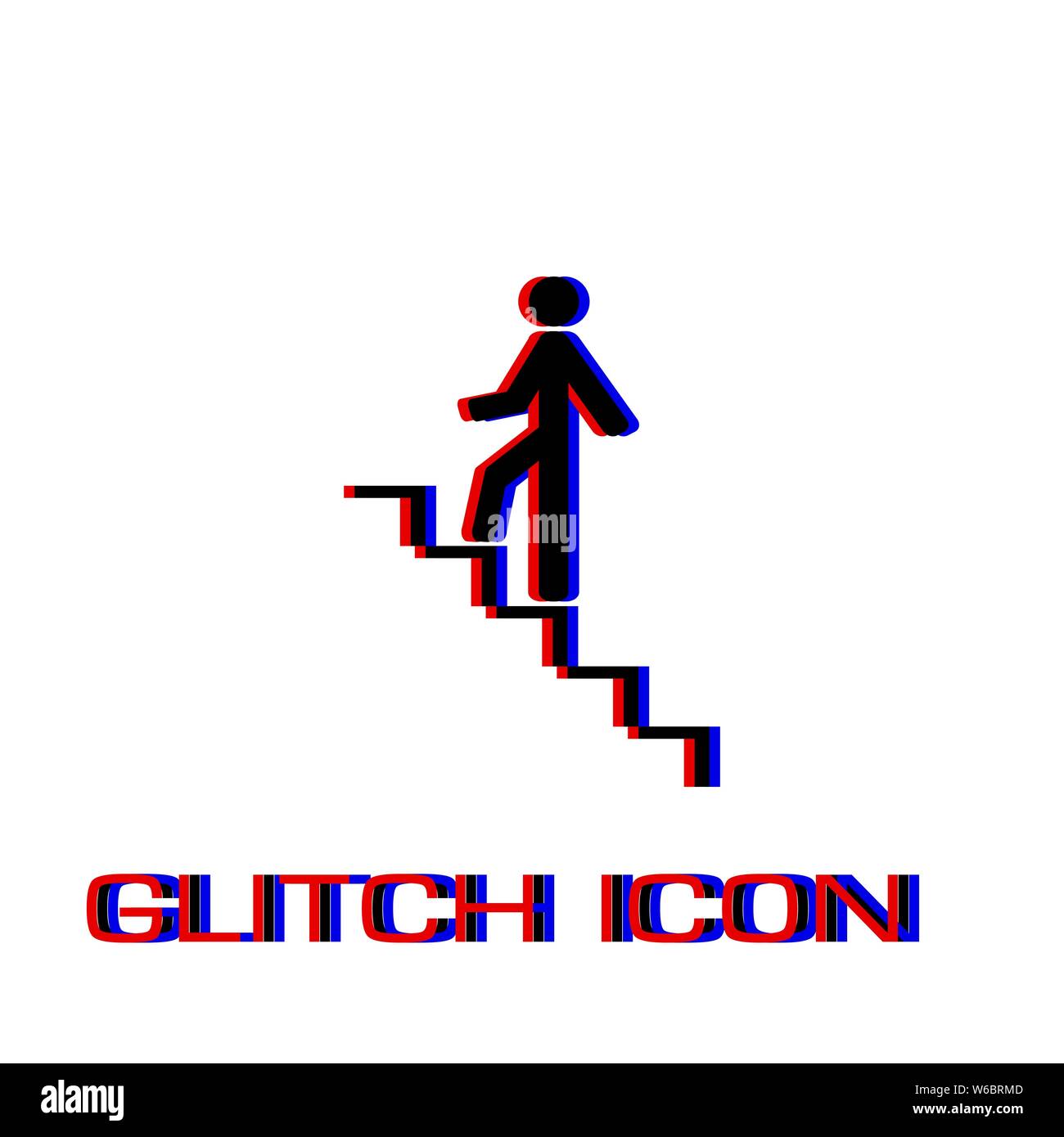 Go down up icon flat. Simple pictogram - Glitch effect. Vector ...