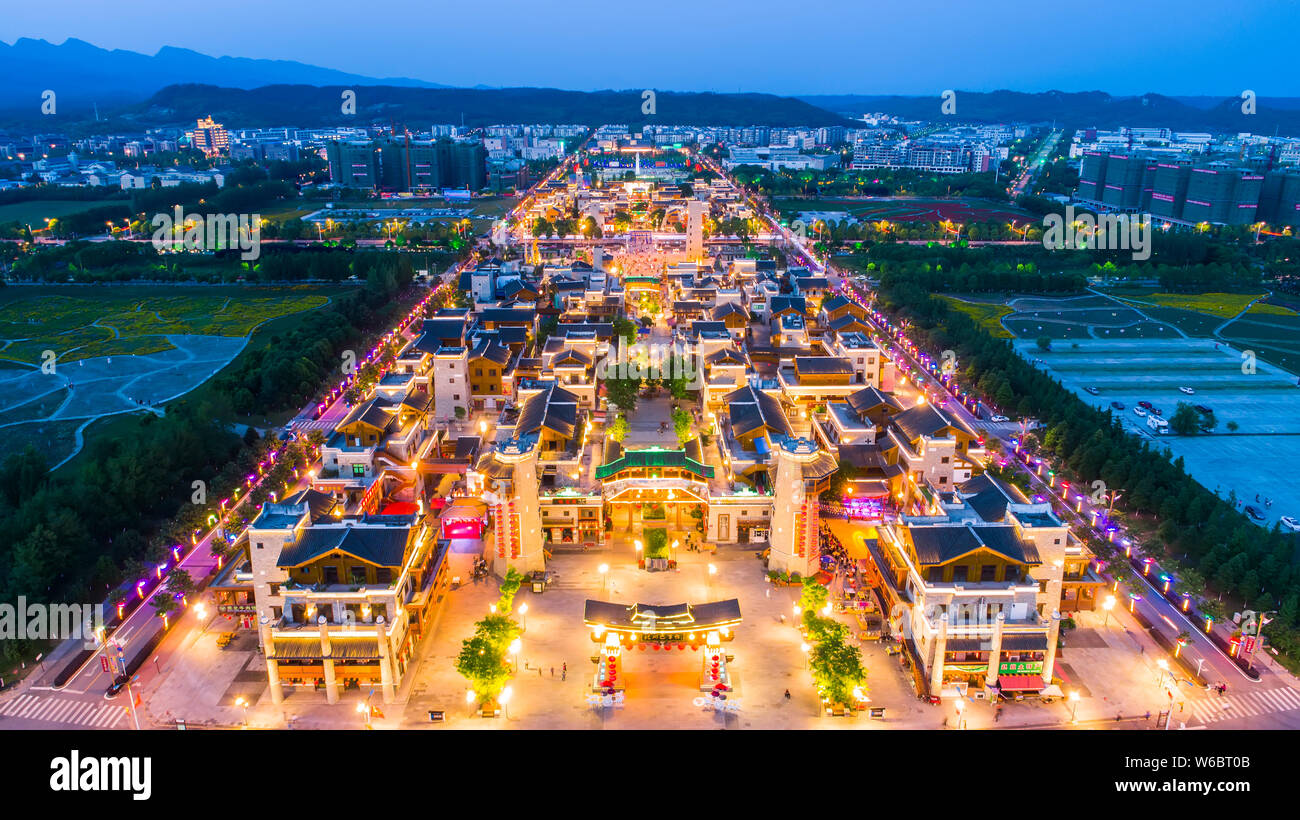 Aerial view of the new Beichuan County rebuilt a decade after it was ...
