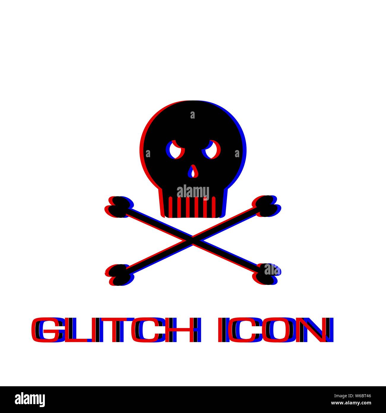 Jolly roger icon flat. Simple pictogram - Glitch effect. Vector ...