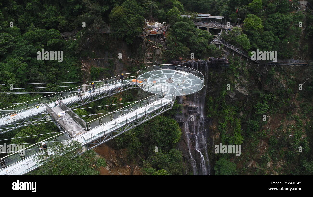 Aerial view of the glass viewing platform, Yun Tian Bo Ba, to open to ...