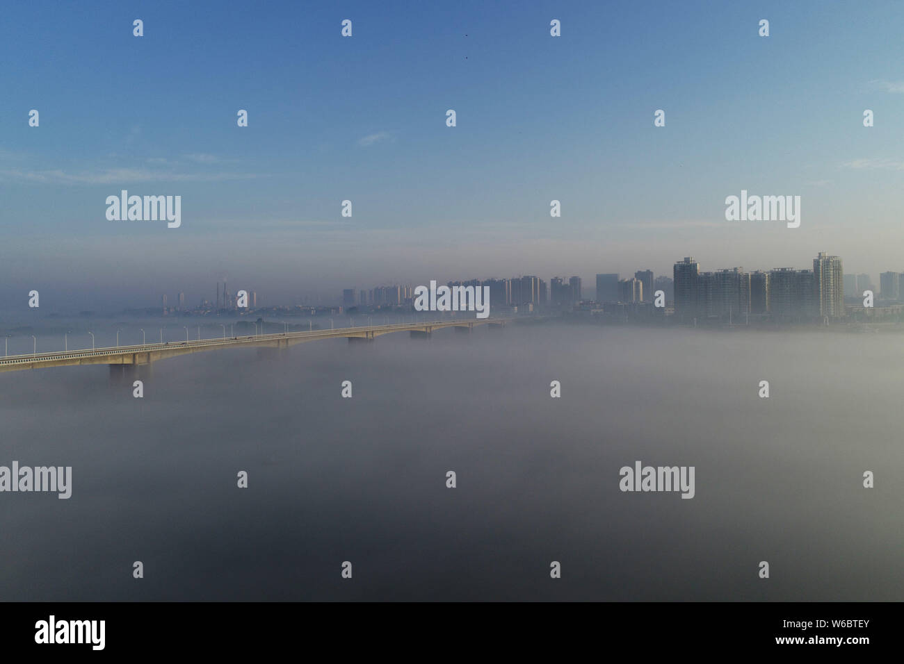 Aerial view of the Han River, also known by its Chinese names Hanshui ...