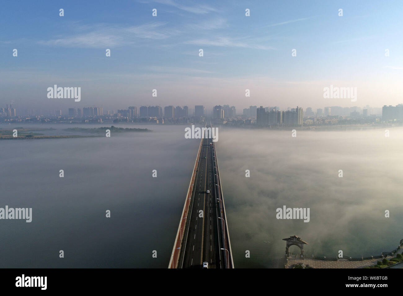 Aerial view of the Han River, also known by its Chinese names Hanshui ...