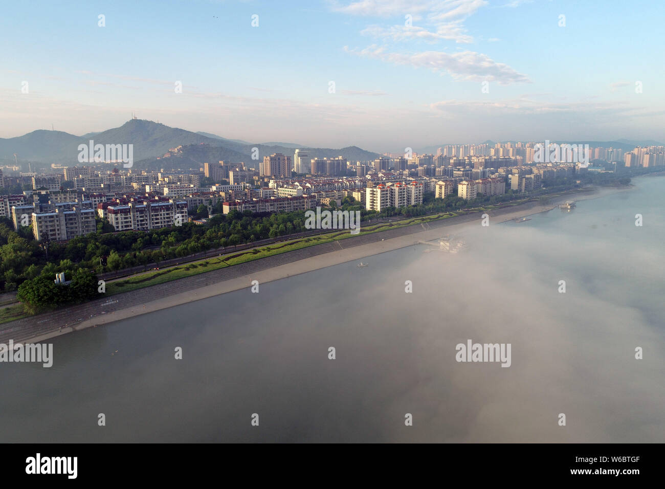 Aerial view of the Han River, also known by its Chinese names Hanshui ...