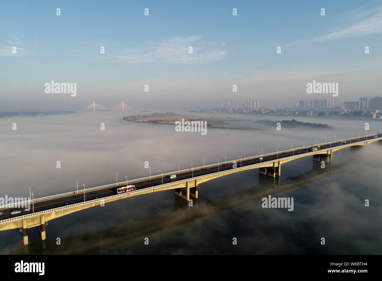 Aerial view of the Han River, also known by its Chinese names Hanshui ...