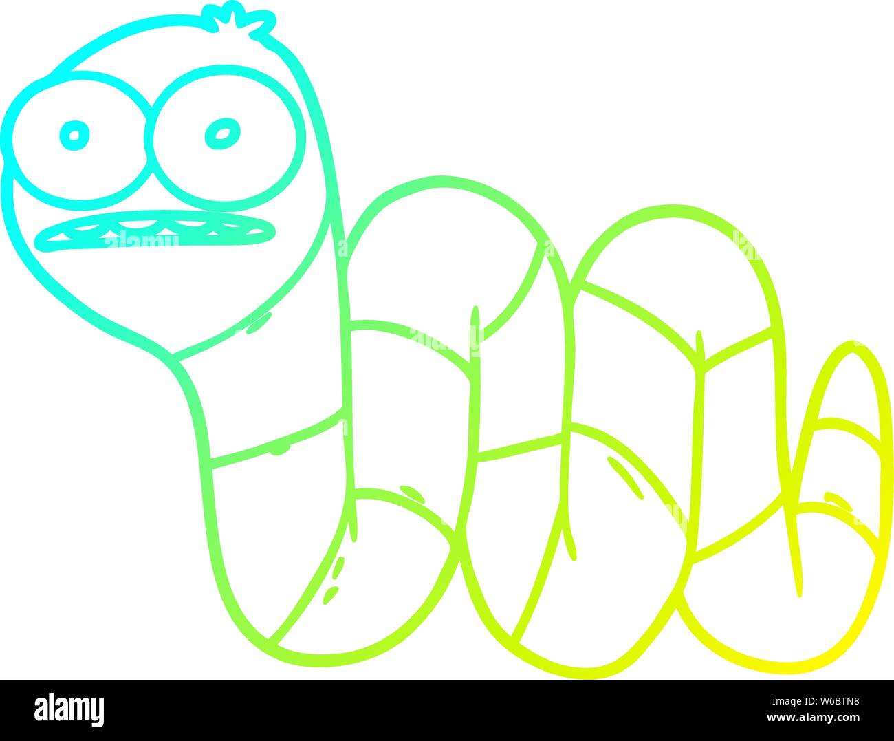 cold gradient line drawing of a cartoon nervous worm Stock Vector Image ...