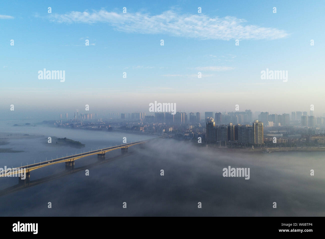 Aerial view of the Han River, also known by its Chinese names Hanshui ...