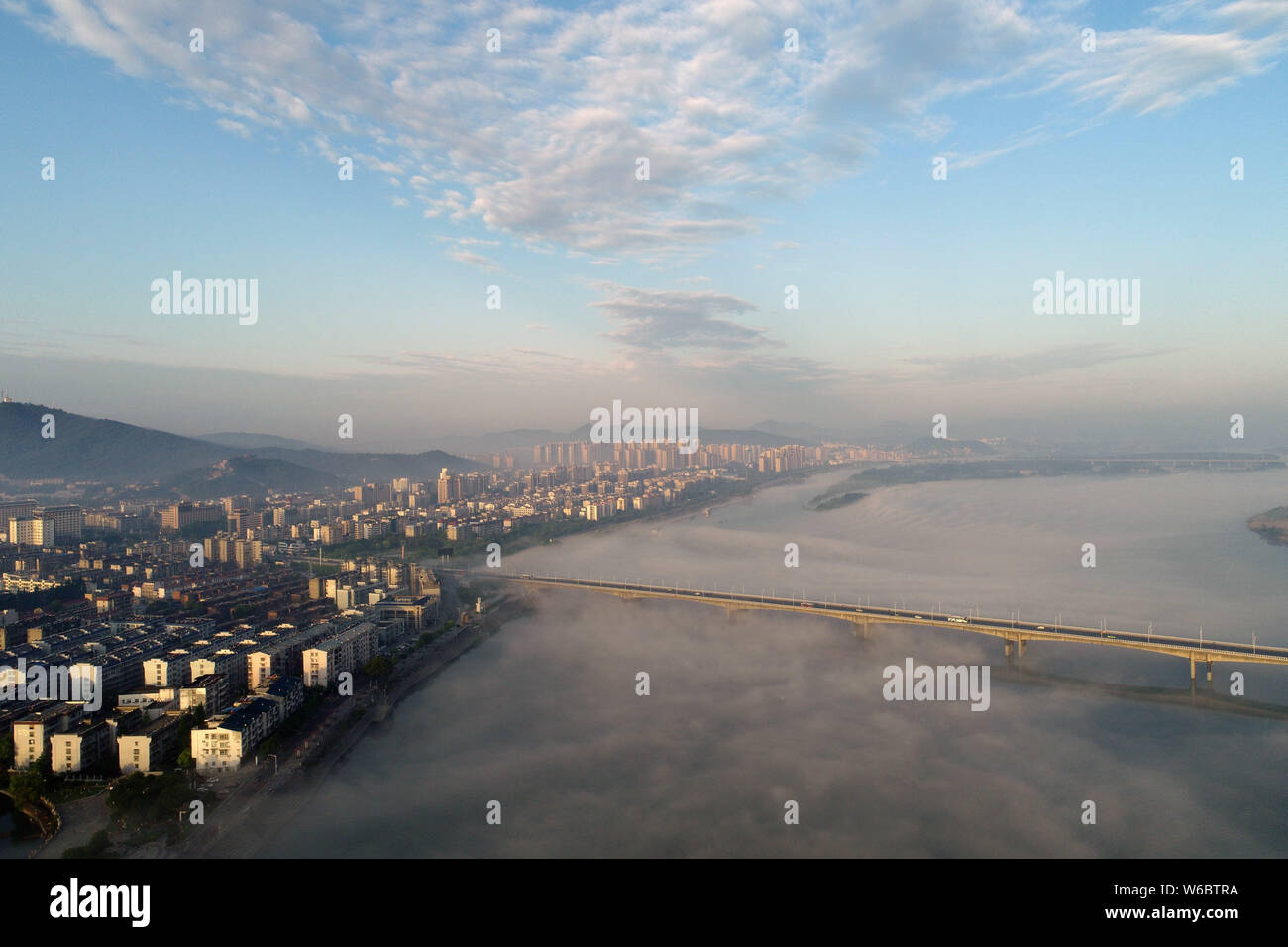 Aerial view of the Han River, also known by its Chinese names Hanshui ...