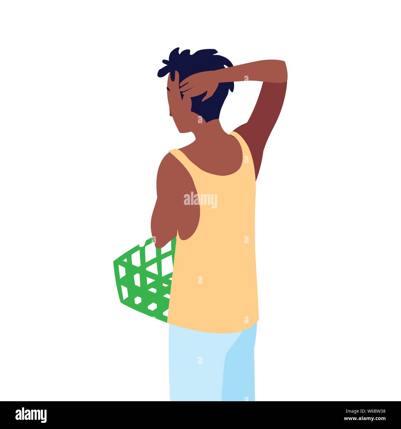 customer man with basket shop vector illustration Stock Vector Image ...