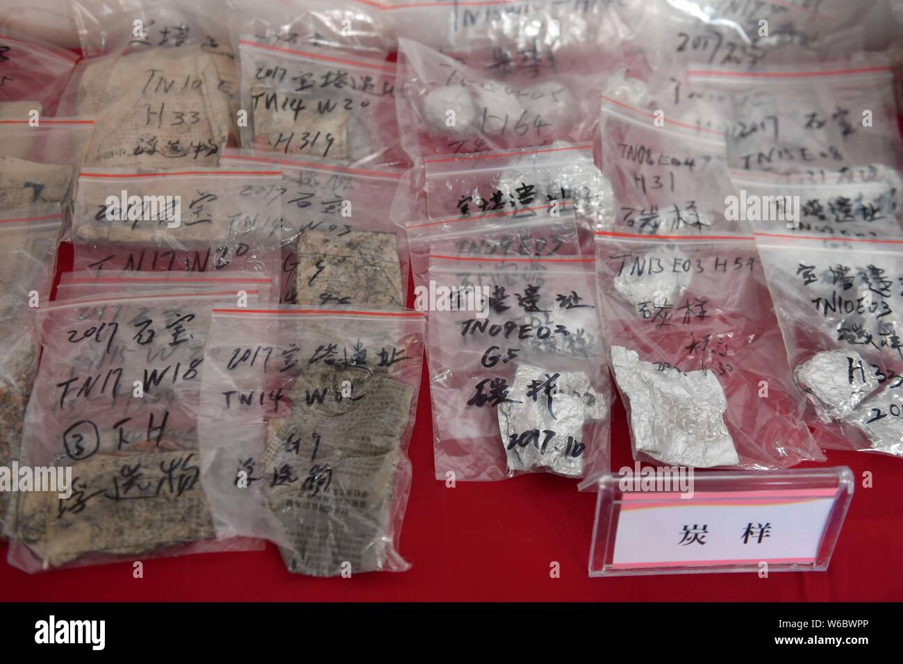 Carbon samples unearthed from the excavation site of the Shimen Pagoda ...