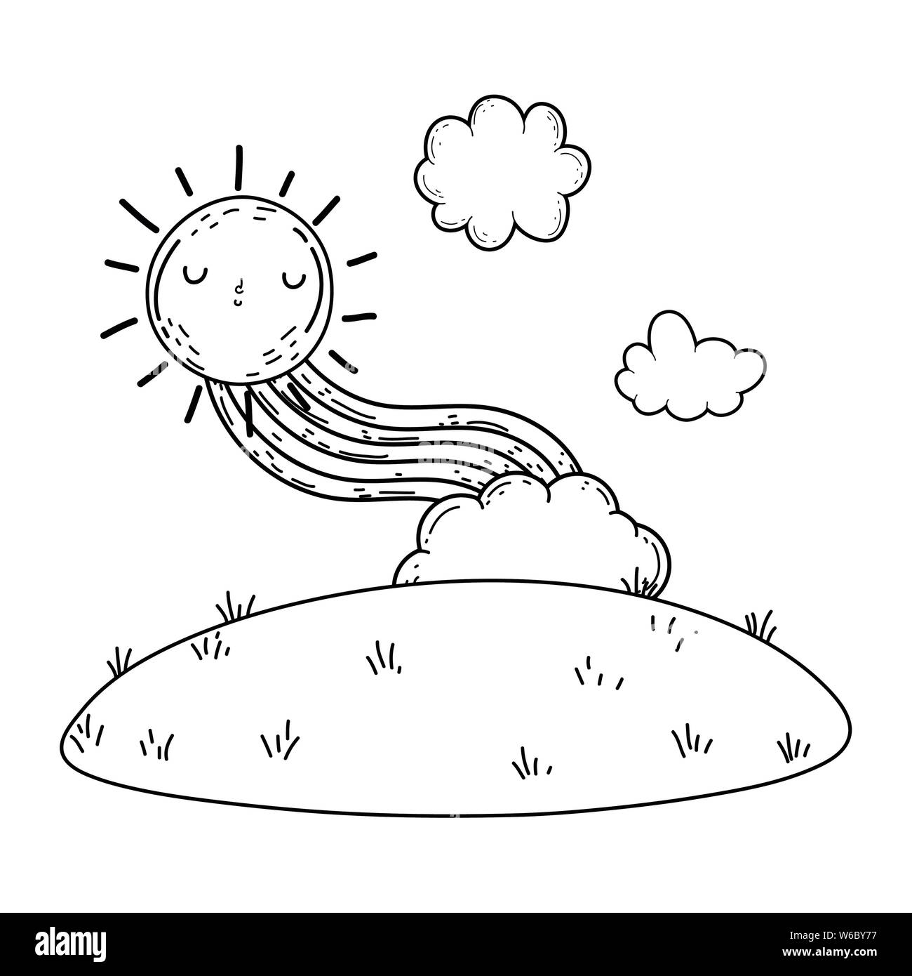 Sun draw cartoon design, Summer spring nature tropical season holiday ...