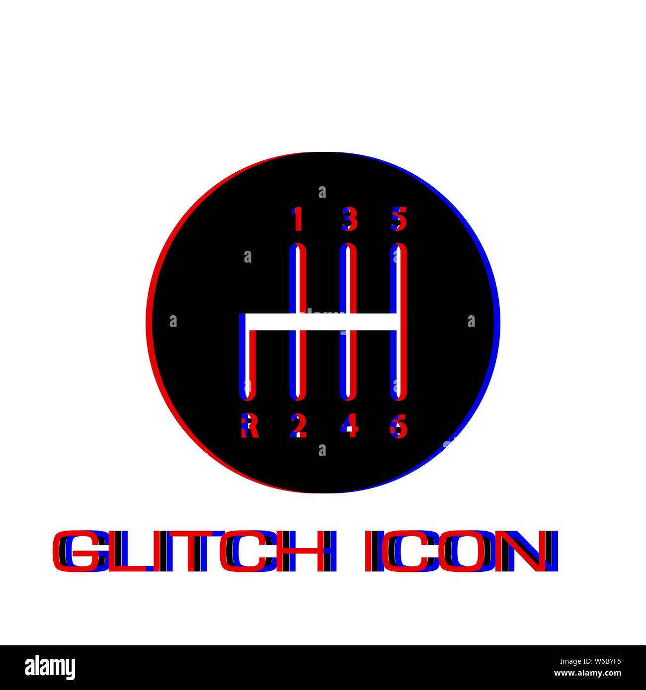 Manual Transmission icon flat. Simple pictogram - Glitch effect. Vector ...