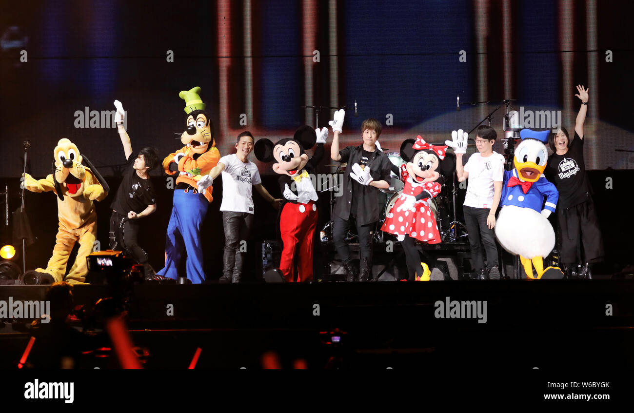 Members of Taiwanese rock band Mayday perform during the Mayday 2018 ...