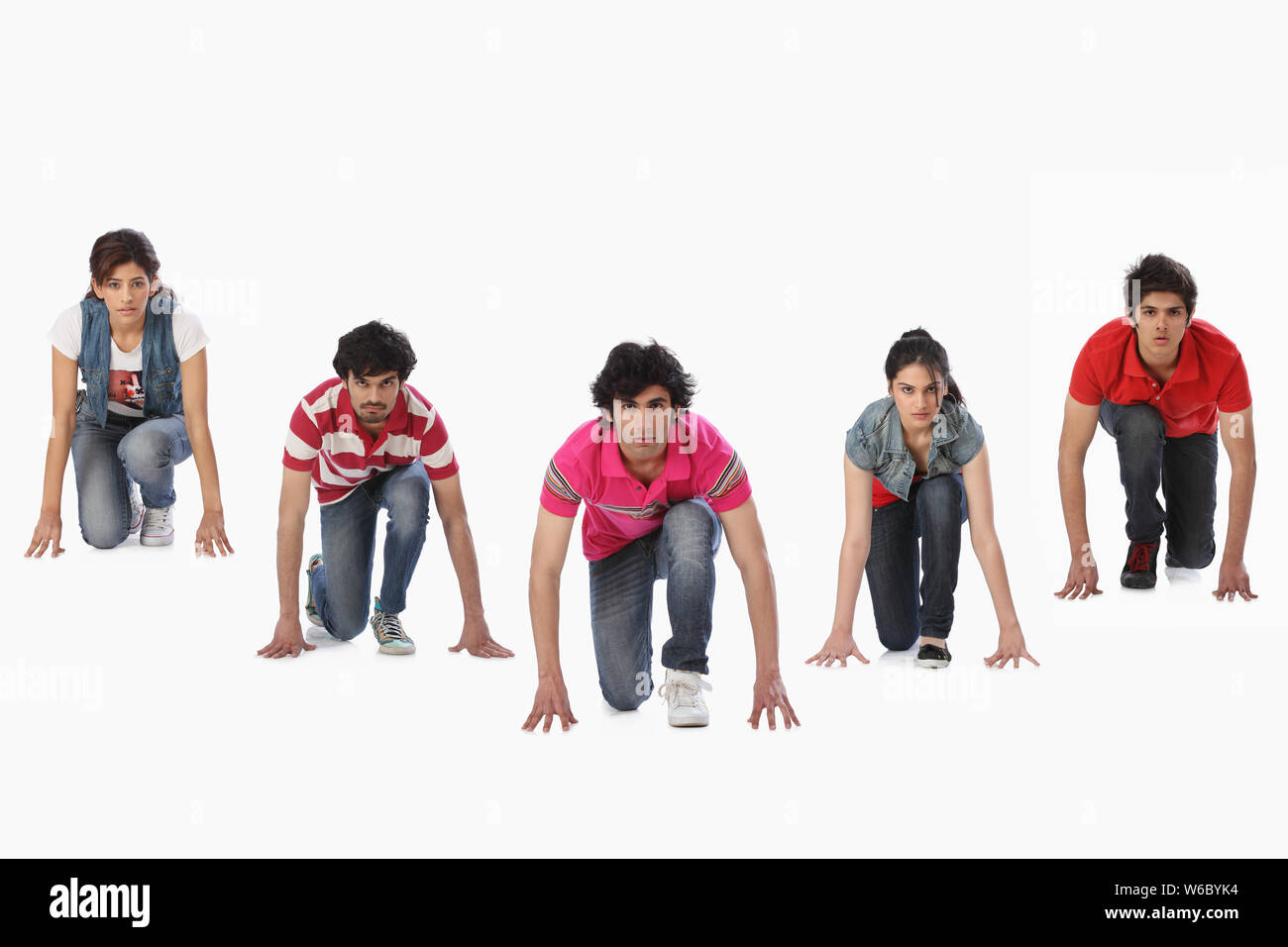 Runners in starting position Stock Photo - Alamy